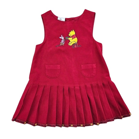 Disney | Dresses | Disney Winnie The Pooh And Piglet Red Dress | Poshmark